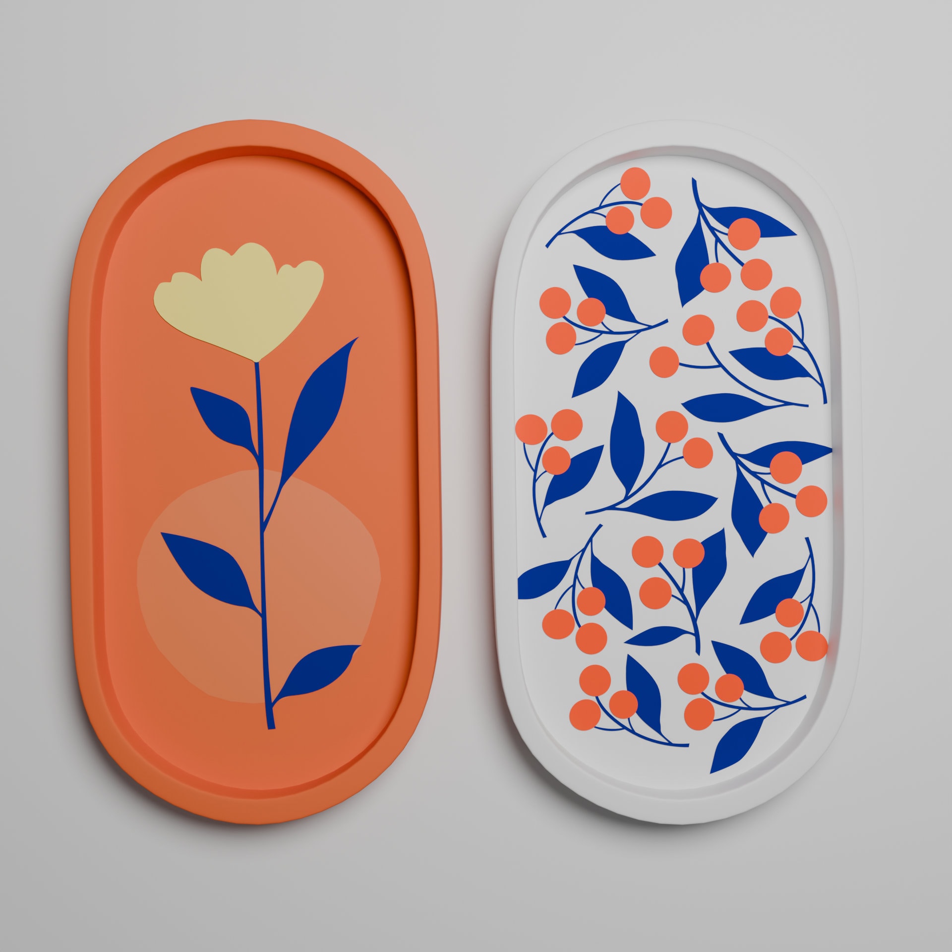 Floral Tray, Cement Tray, Decorative Tray, Ottoman Tray, Oval Trays ...