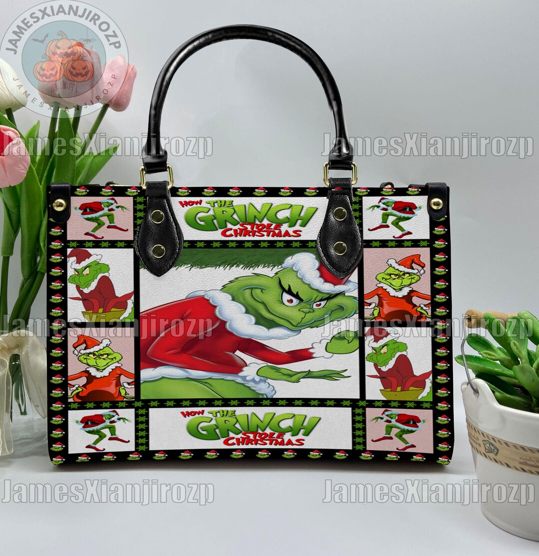 The Grinch Christmas Personalized Leather Handbag, the Grinch Woman ...