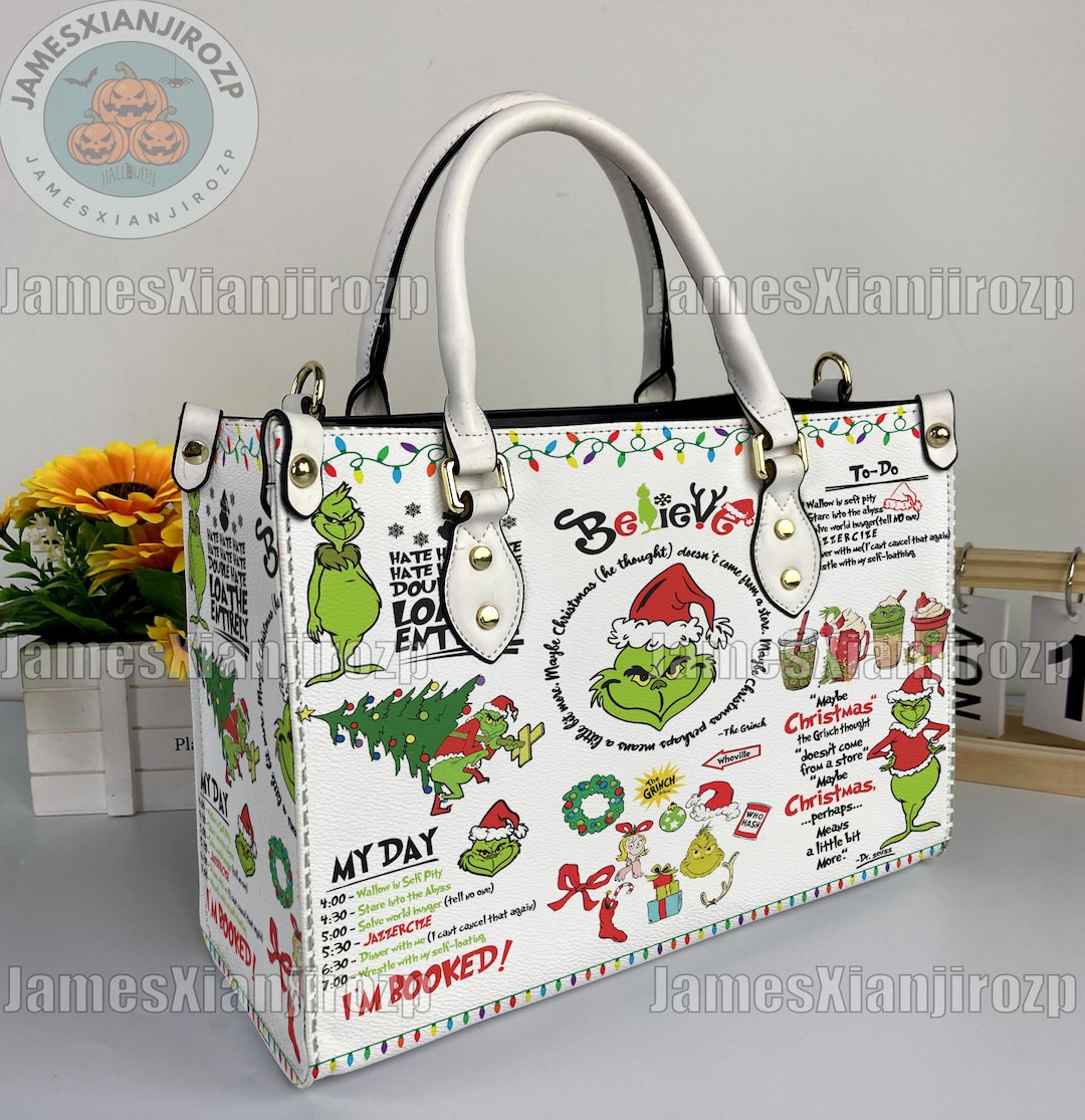 The Grinch Christmas Personalized Leather Handbag, the Grinch Woman ...