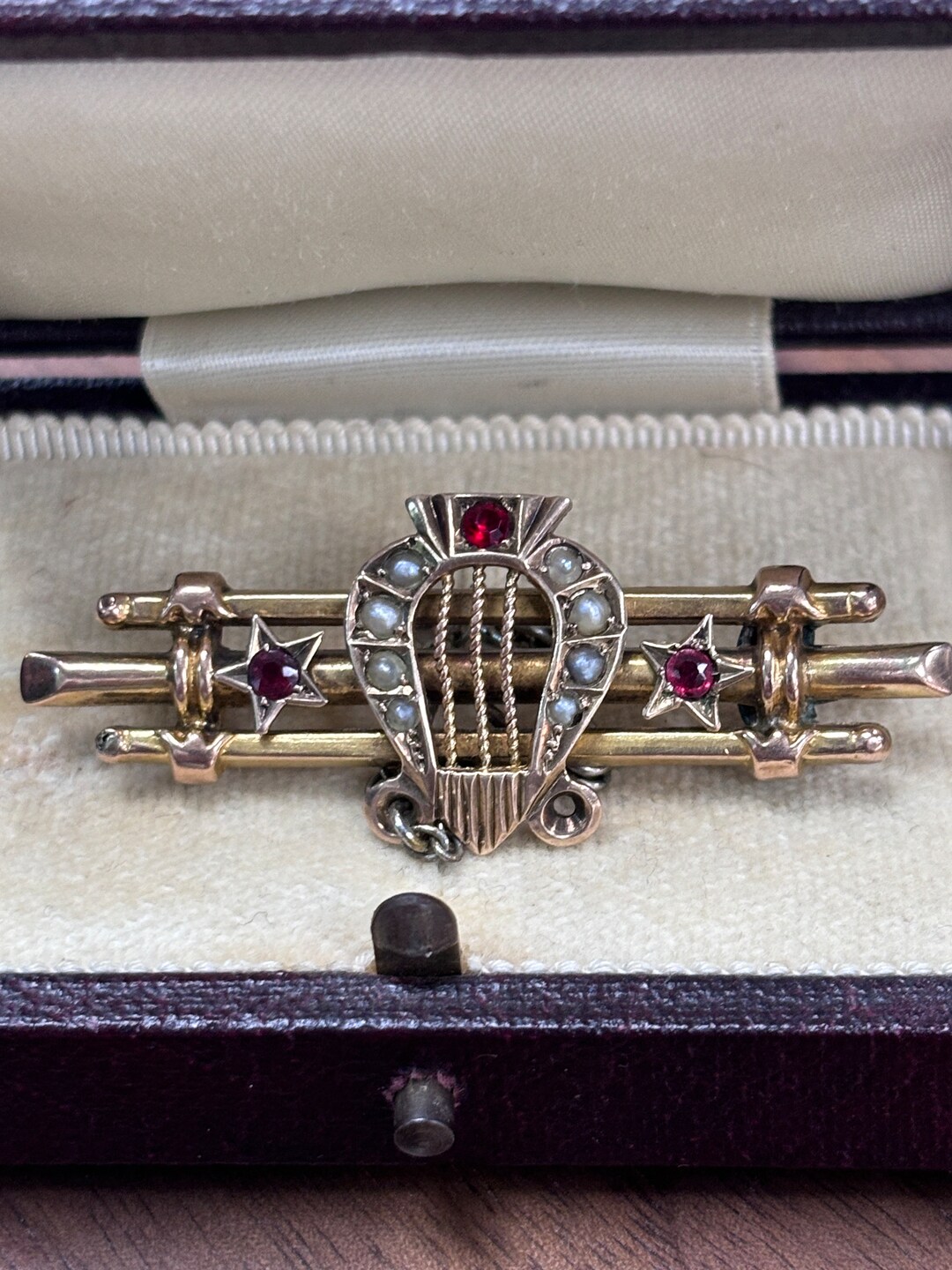 Vintage Gold Brooch With Pearls and Rubies. - Etsy