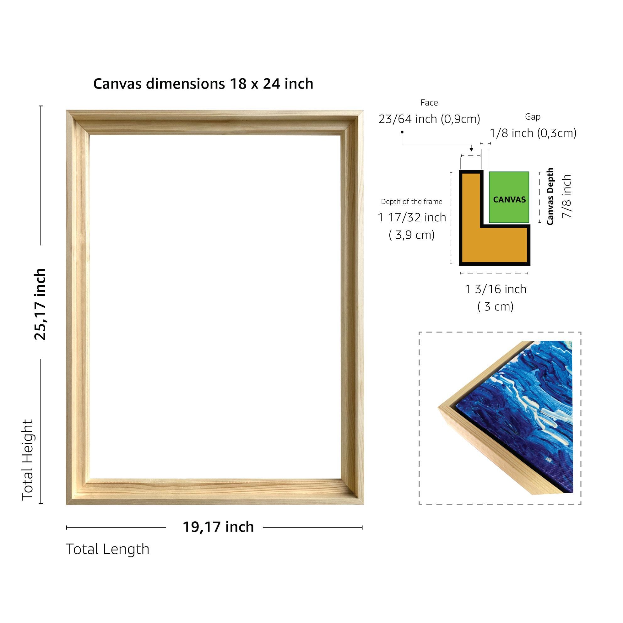 Pine Wood Floating Canvas Frame - DIY Custom Size, Easy Assembly ...