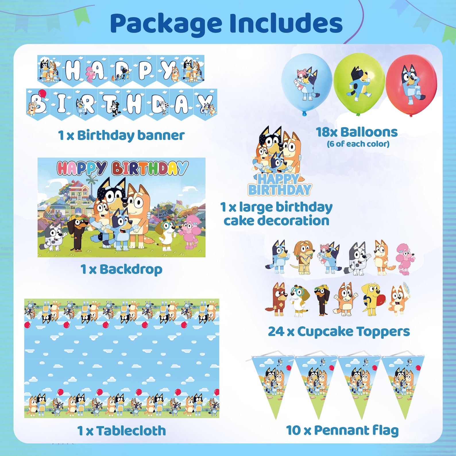 Bluey Birthday Decorations, Party Decorations, Party Supplies, Balloons ...