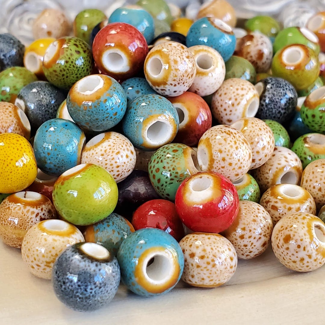 8mm Ceramic Spacer Round Bead, Glazed Mini Round Ceramic Spacer Beads ...