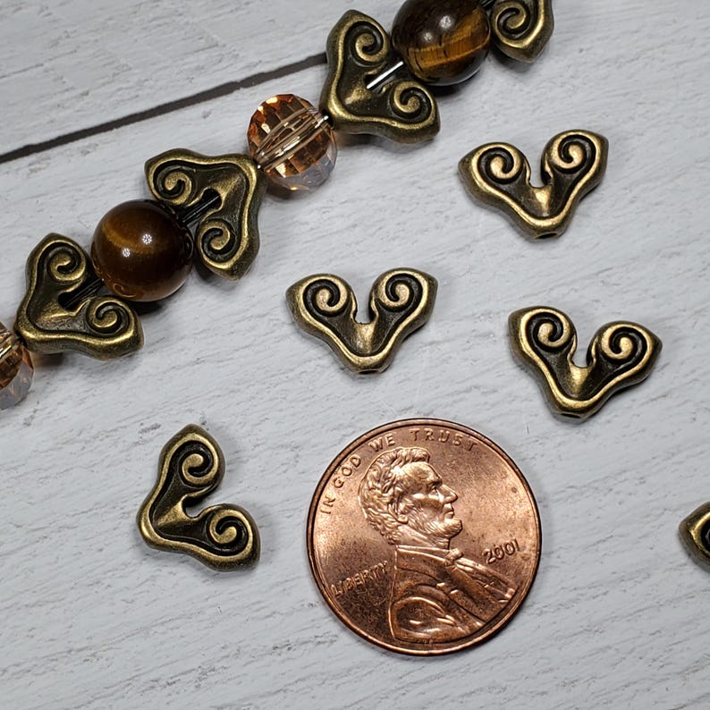 50 Pcs. Antique Bronze Heart Design Spacer Charm, 12mm Heart Shaped ...