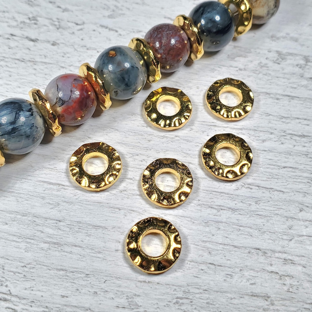 50 Pcs. Fancy Gold Ring Spacer Beads, Ring Spacer, 10mm Ring Donut, 5mm ...