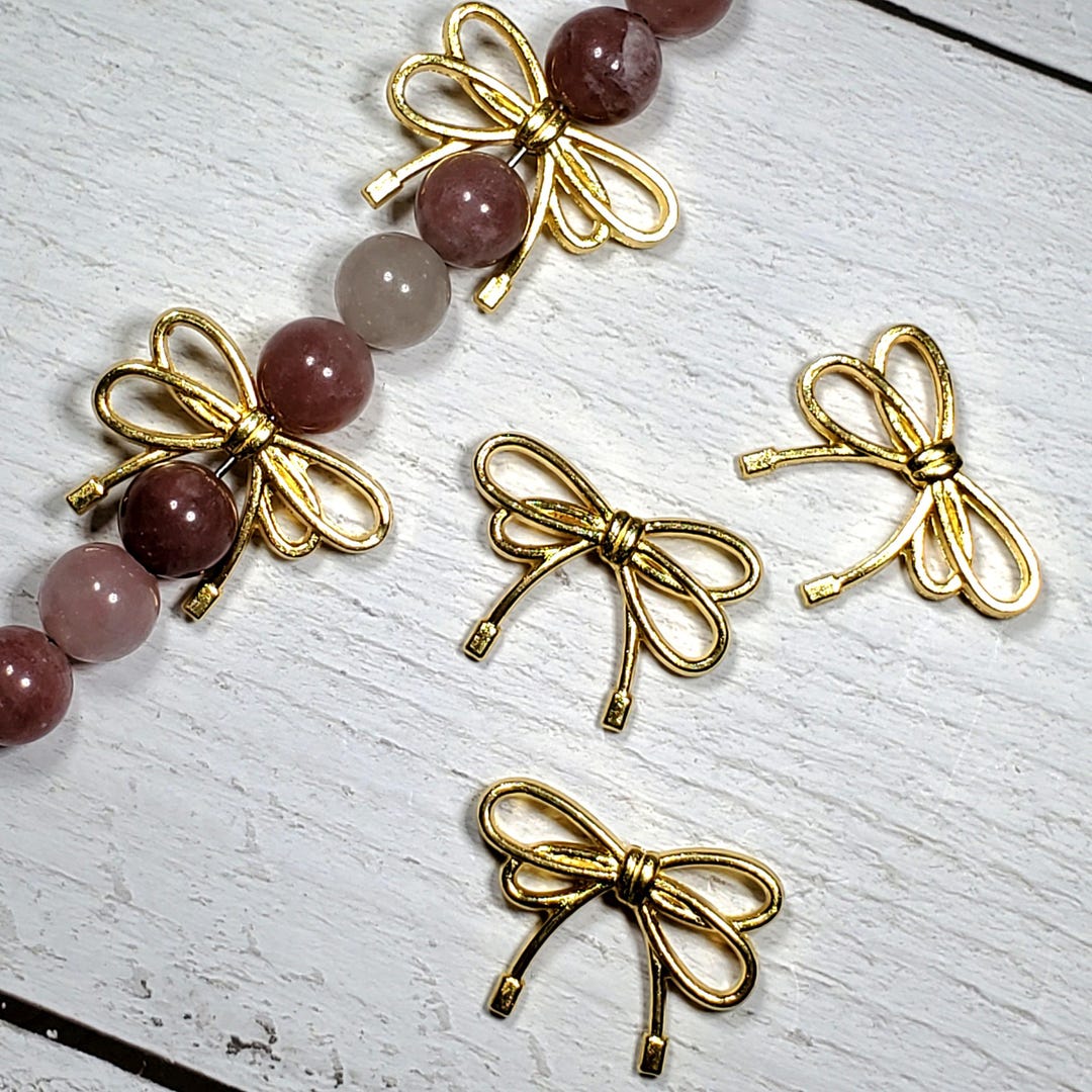 Gold Bows Spacers, 15 Pcs. 19mm, Spacer Bows, DIY Spacer Beads, Alloy ...