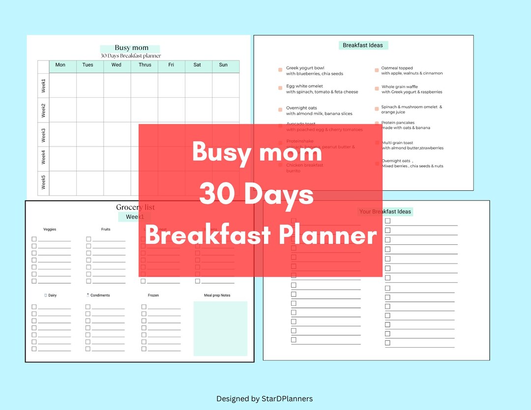 30-day Indian Breakfast Planner for NRI Busy Mom | Printable Meal ...