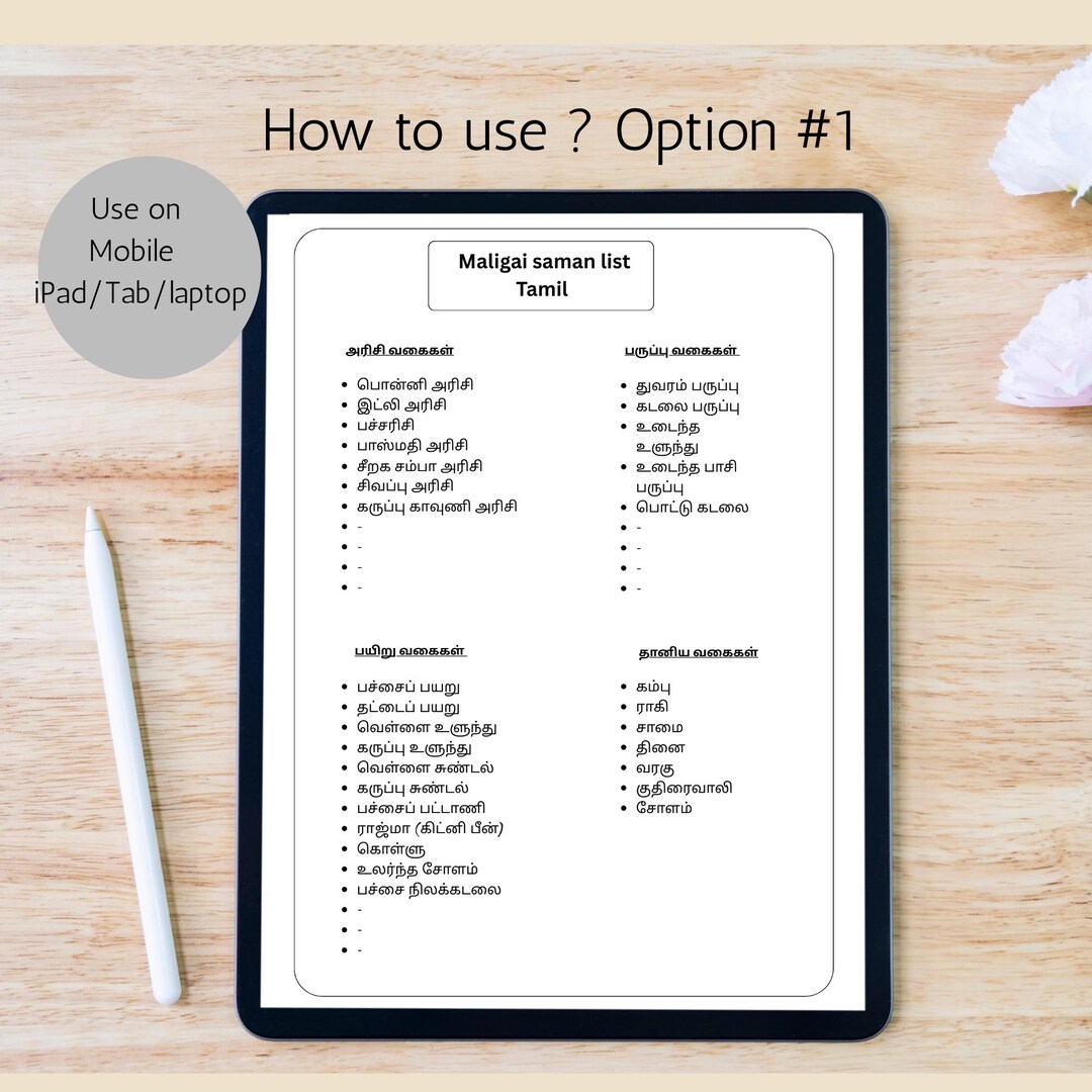 Monthly Grocery Item List for Tamil Cooking , Maligai Saman List Pdf ...