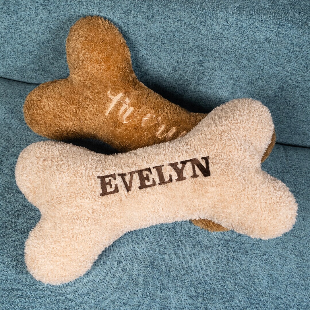 Personalized Dog Bone Pillow Embroidered Bone Dog Toys With Dog Name ...