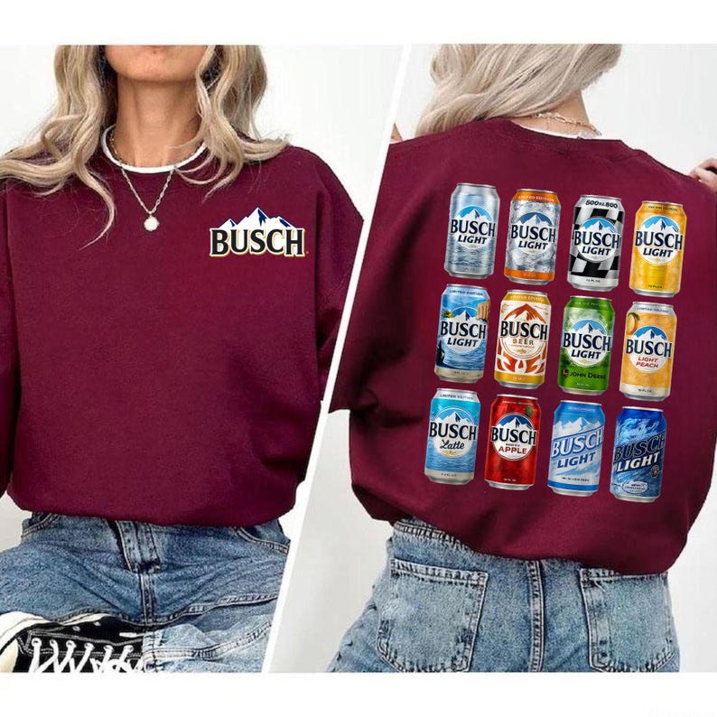 Busch Light Collection Shirt PNG – Funny Busch Beer Front & Back ...