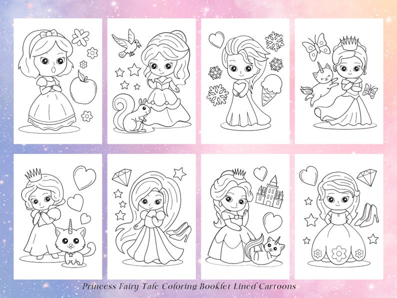 Princess Fairy Tales Coloring Pages | 50 Pages Magical Printable ...