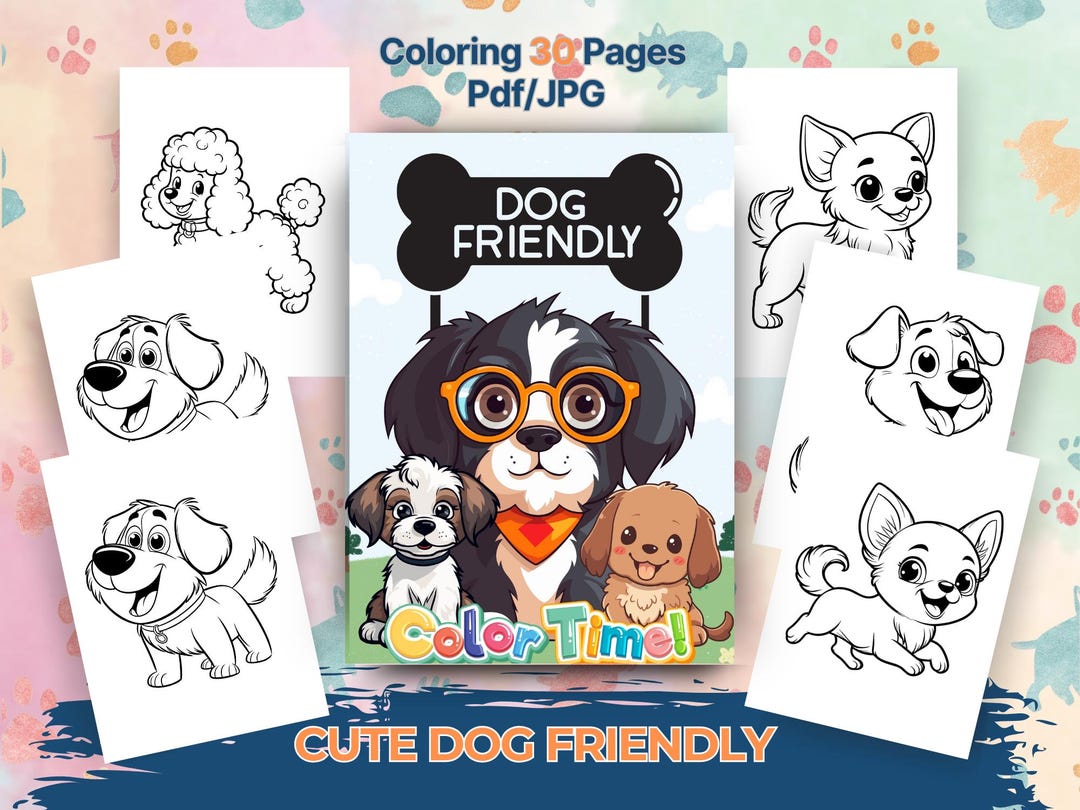 Cute Dog Coloring Pages | 50 Pages Adorable Printable Coloring Sheets ...