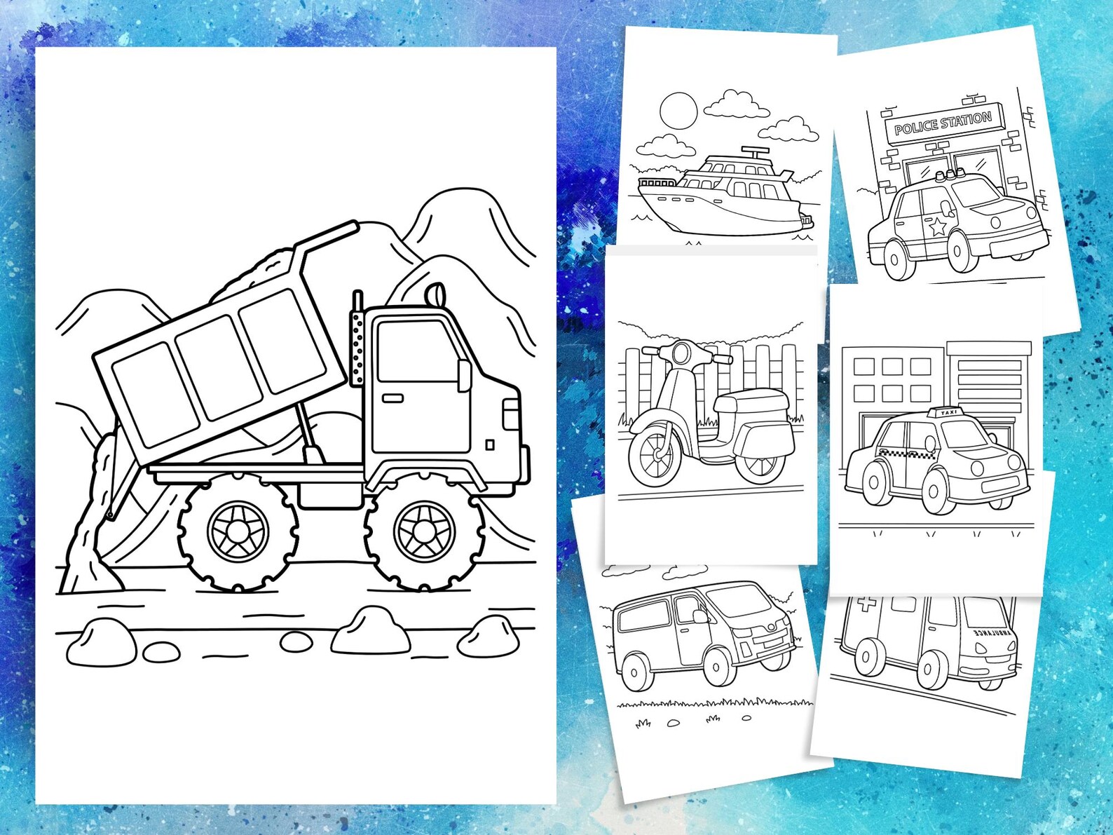 Vehicles for Kids Coloring Book | 35 Pages Fun Printable Transportation ...