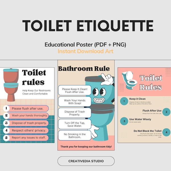 Bathroom Etiquette Poster - Etsy