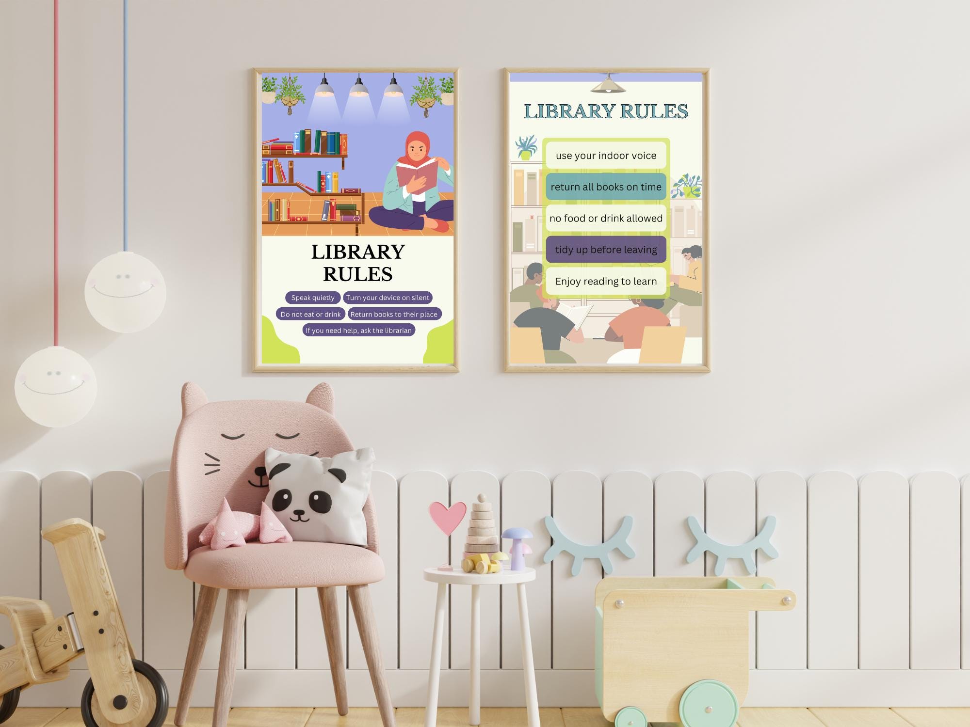 Set of 6 Library Rules Posters | Printable School Library Decor ...