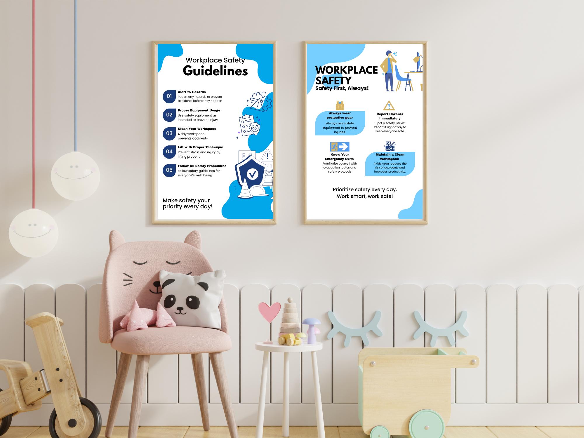 Set of 6 Workplace Safety Posters | Printable Office & Warehouse Signs ...