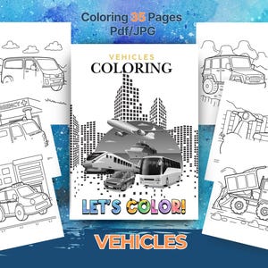 Vehicles for Kids Coloring Book | 35 Pages Fun Printable Transportation ...