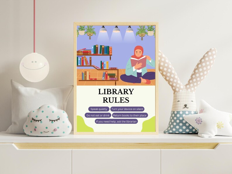 Set of 6 Library Rules Posters | Printable School Library Decor ...
