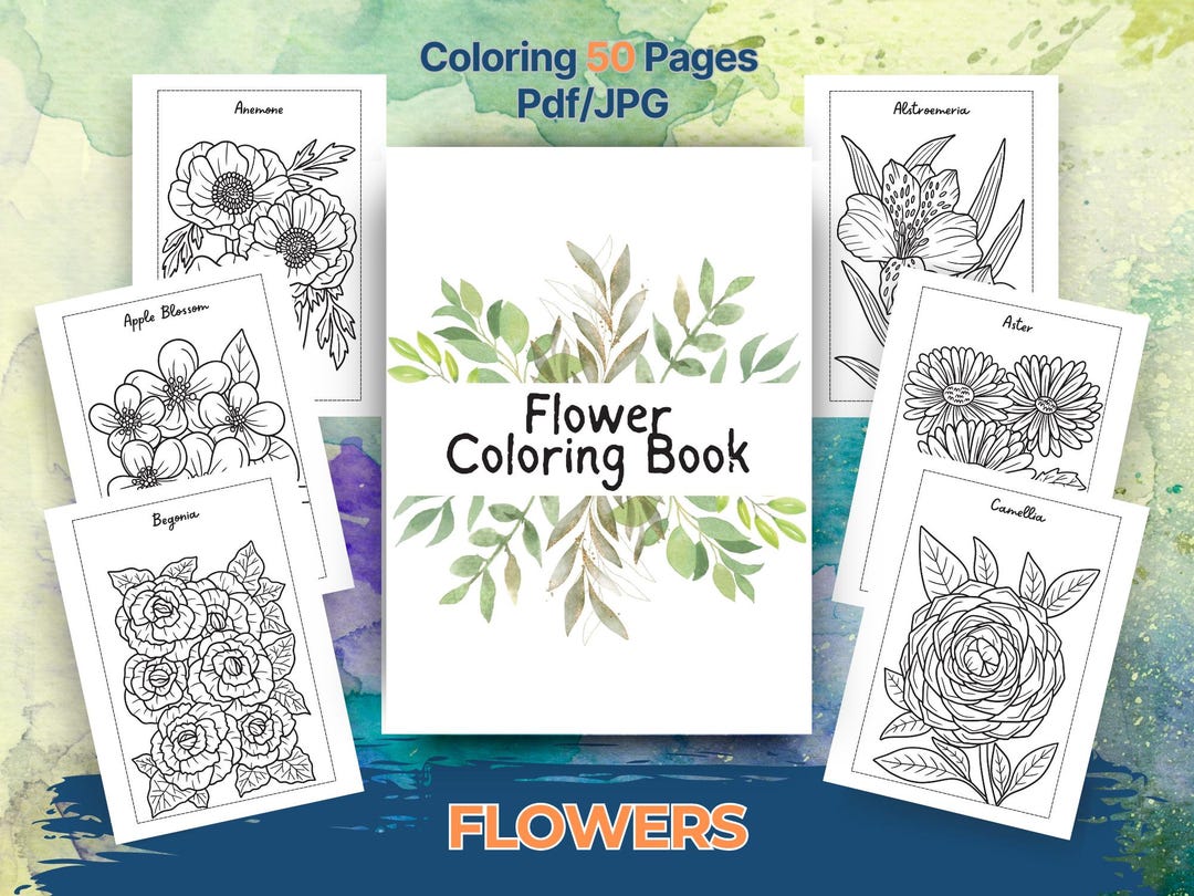 Flower Coloring Worksheets for Relaxation & Creativity - 50 Pages ...