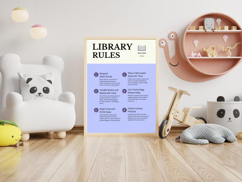 Set of 6 Library Rules Posters | Printable School Library Decor ...