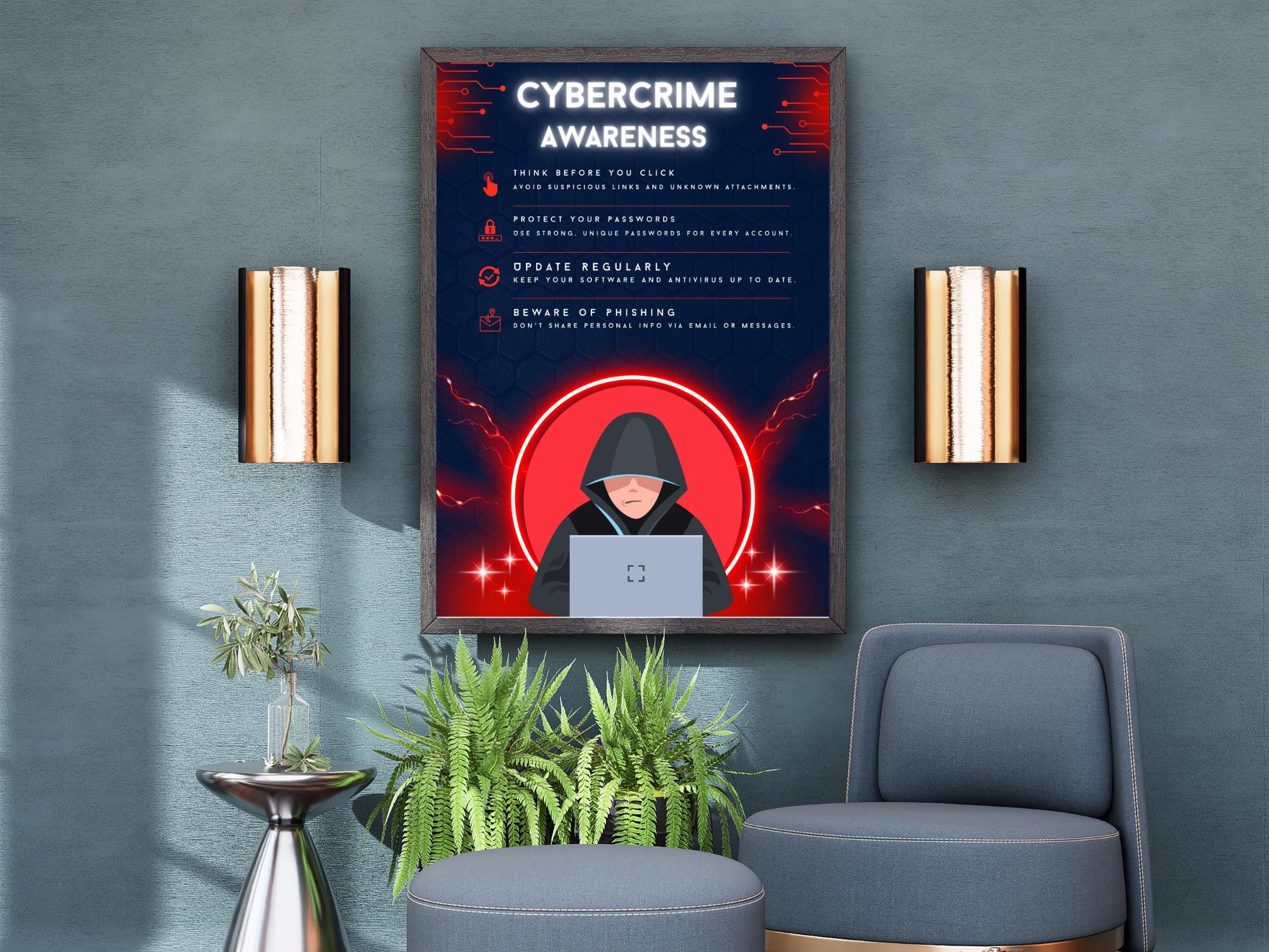 Cybersecurity Awareness Poster Set – IT Office Decor (digital Download ...