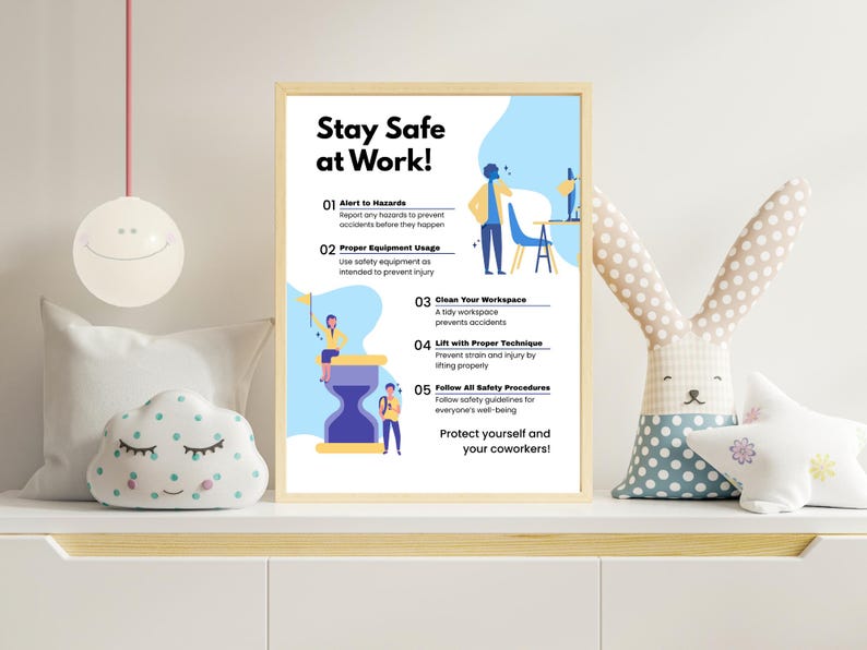 Set of 6 Workplace Safety Posters | Printable Office & Warehouse Signs, Health and Safety Rules ...