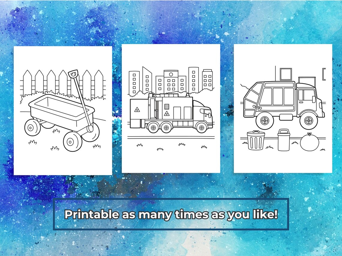 Vehicles for Kids Coloring Book | 35 Pages Fun Printable Transportation ...
