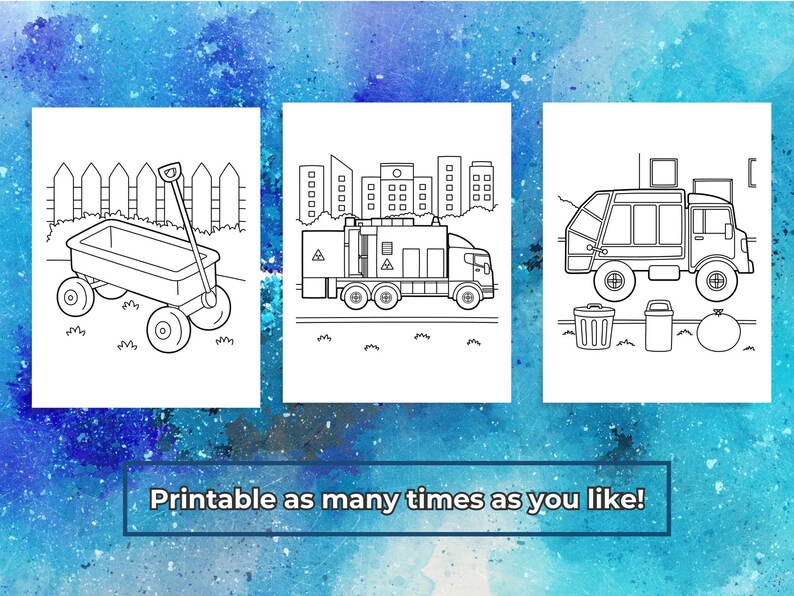 Vehicles for Kids Coloring Book | 35 Pages Fun Printable Transportation ...