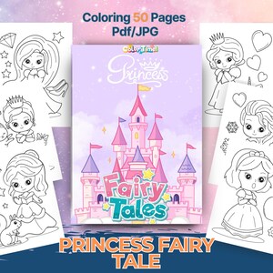 Princess Fairy Tales Coloring Pages | 50 Pages Magical Printable ...