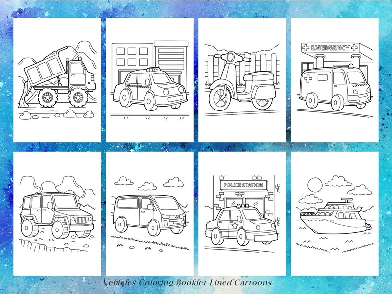 Vehicles for Kids Coloring Book | 35 Pages Fun Printable Transportation ...
