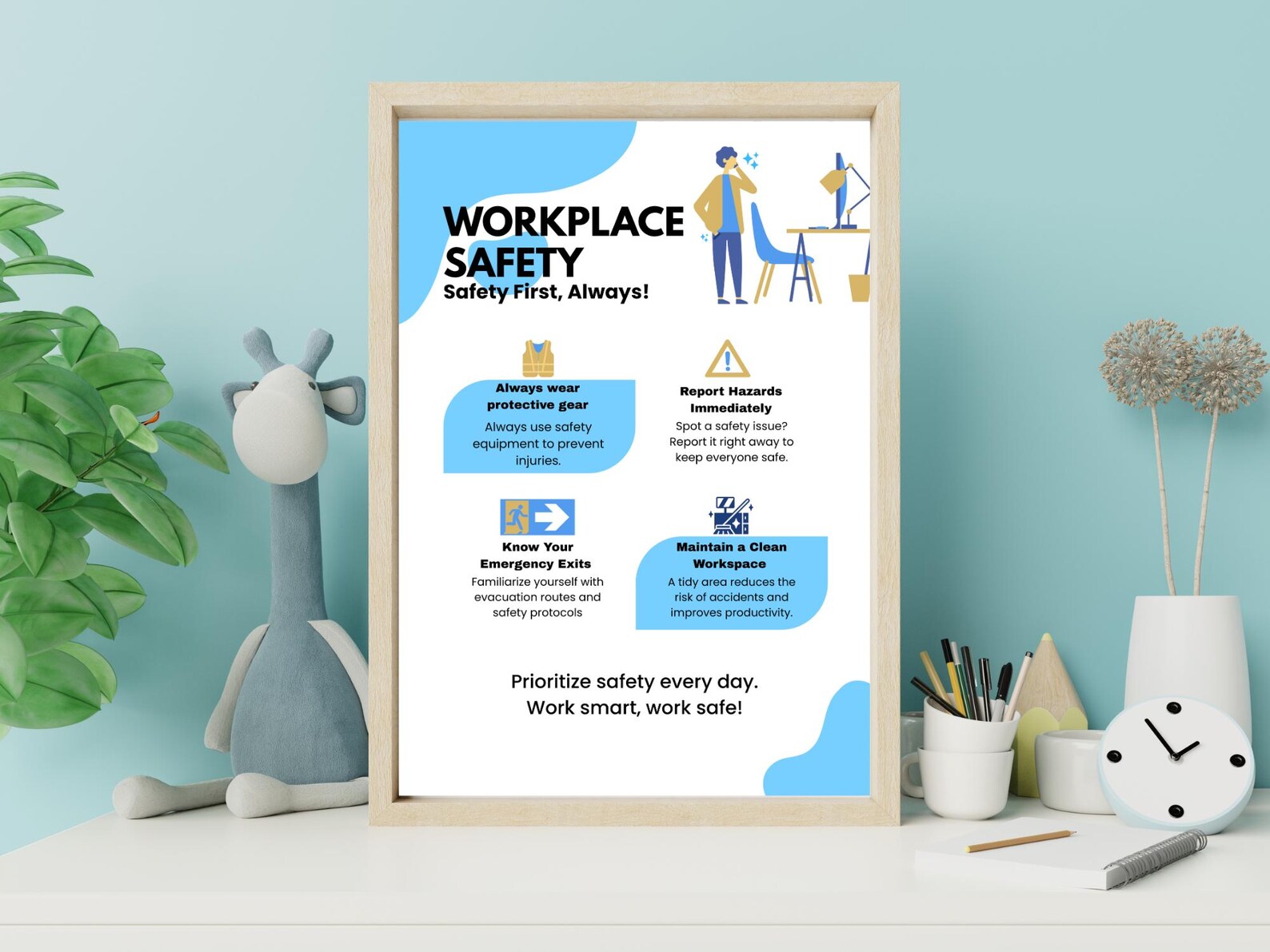Set of 6 Workplace Safety Posters | Printable Office & Warehouse Signs ...