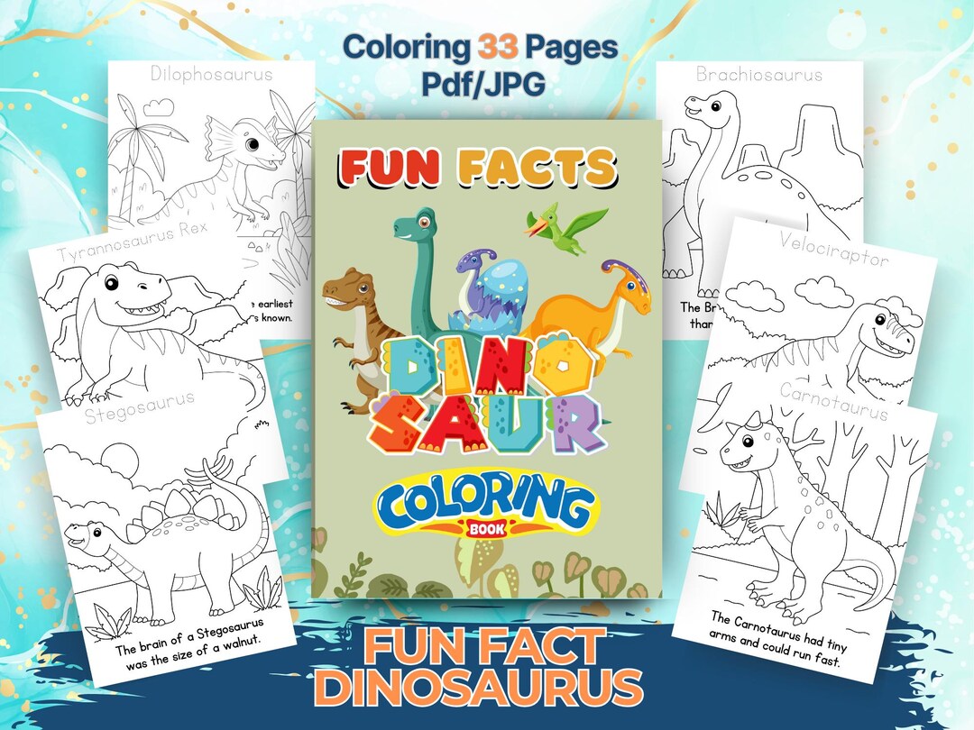 Dinosaurs Fun Facts Coloring Worksheets - 33 Pages Printable Dinosaur ...