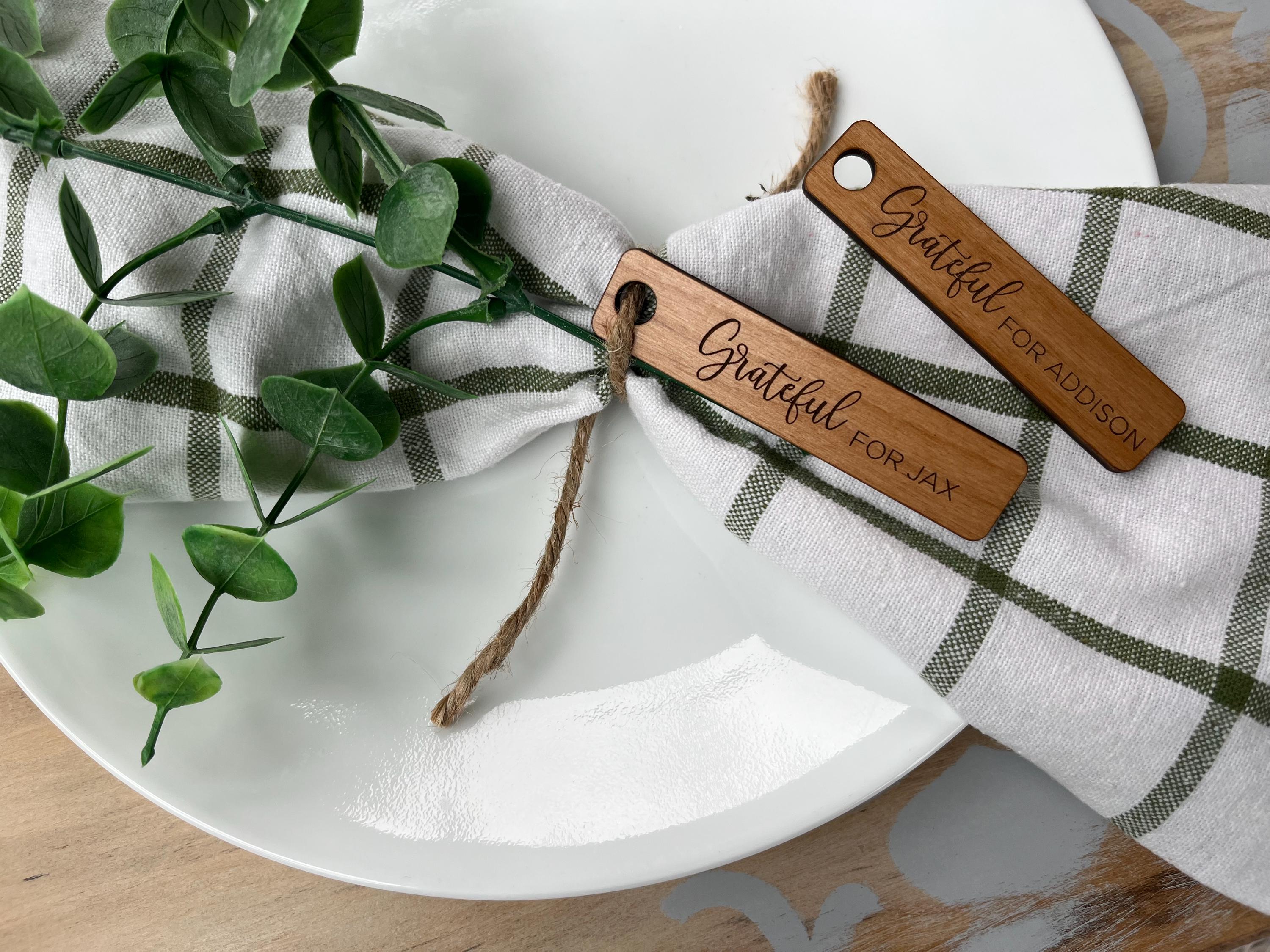Wood Name Tags: Place Setting Name Tags, Thankful For, Grateful For, or ...
