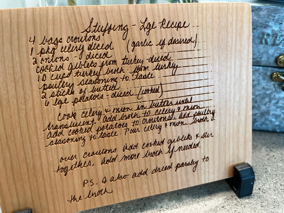 Engraved Handwriting Recipe Card - Recipe Wood Family Keepsake - Etsy