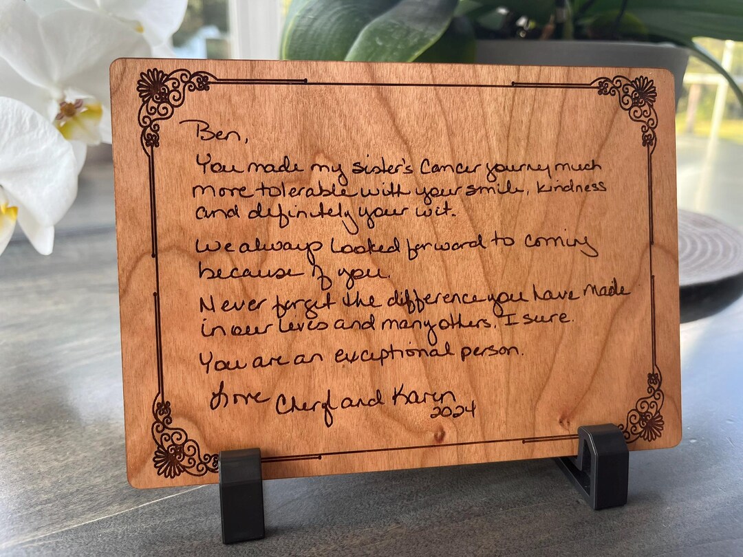 Engraved Handwritten Note | Handwriting Keep Sakes | Wooden Handwritten ...