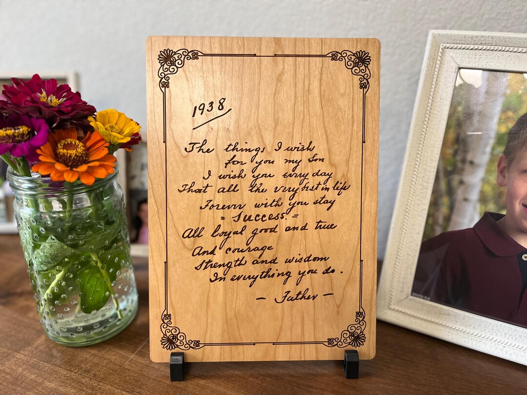 Engraved Handwritten Note | Handwriting Keep Sakes | Wooden Handwritten ...