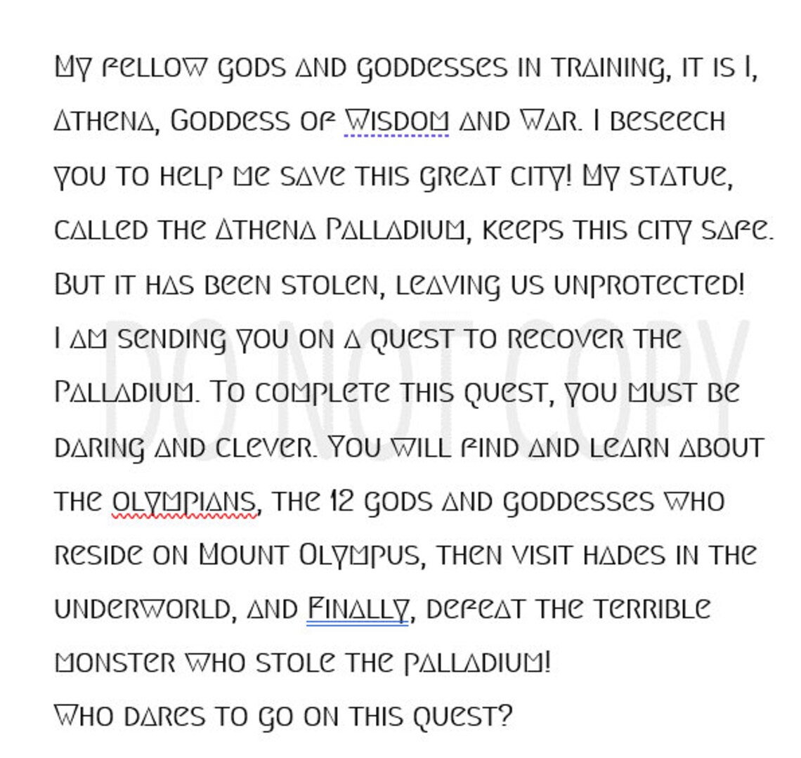 Greek Mythology House/yard 12-clue Olympian God Scavenger Hunt, Party ...