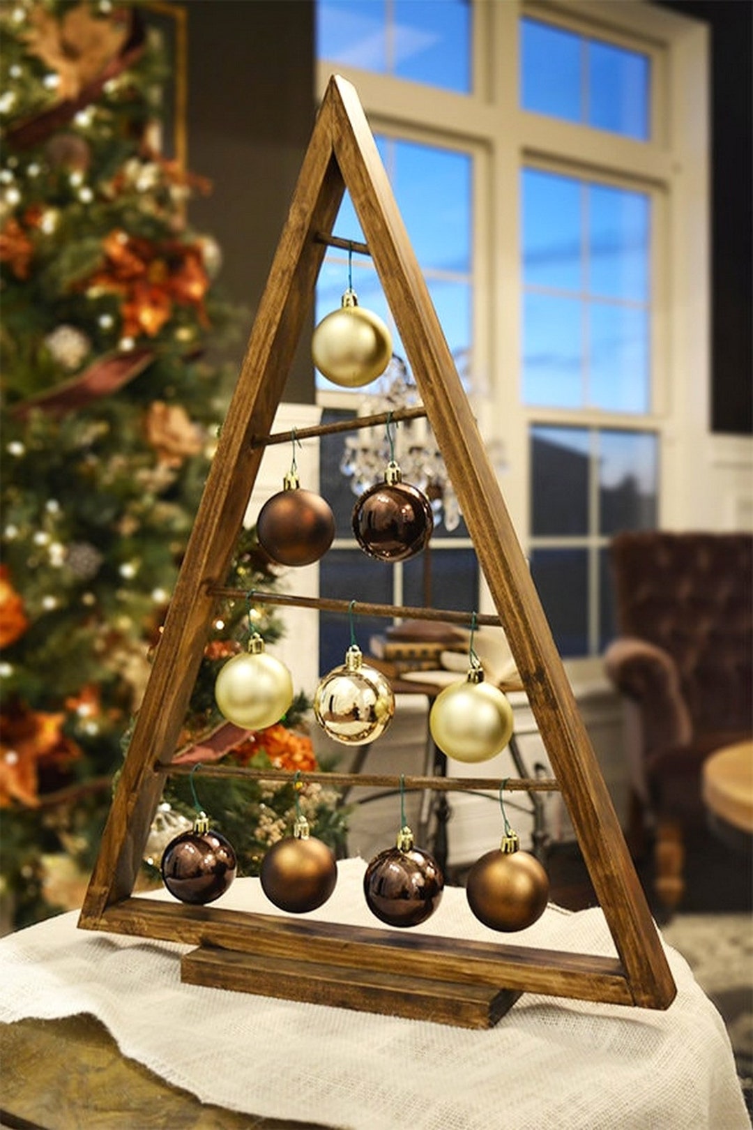 Large Rustic Stained A Frame Christmas Tree Ornament Display Etsy