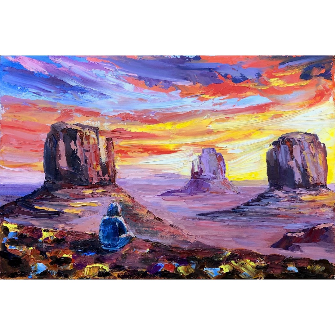 Monument Valley Painting Sunset Arizona Landscape National Park ...