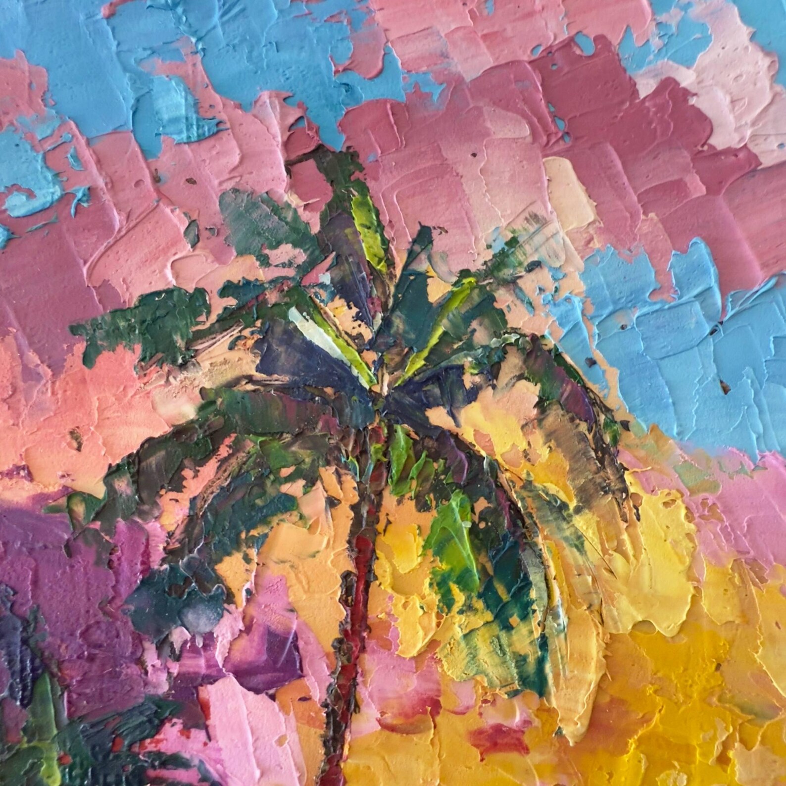 Hawaii Painting Oahu Waikiki Original Oil Art Sunset Seascape Palm Tree ...