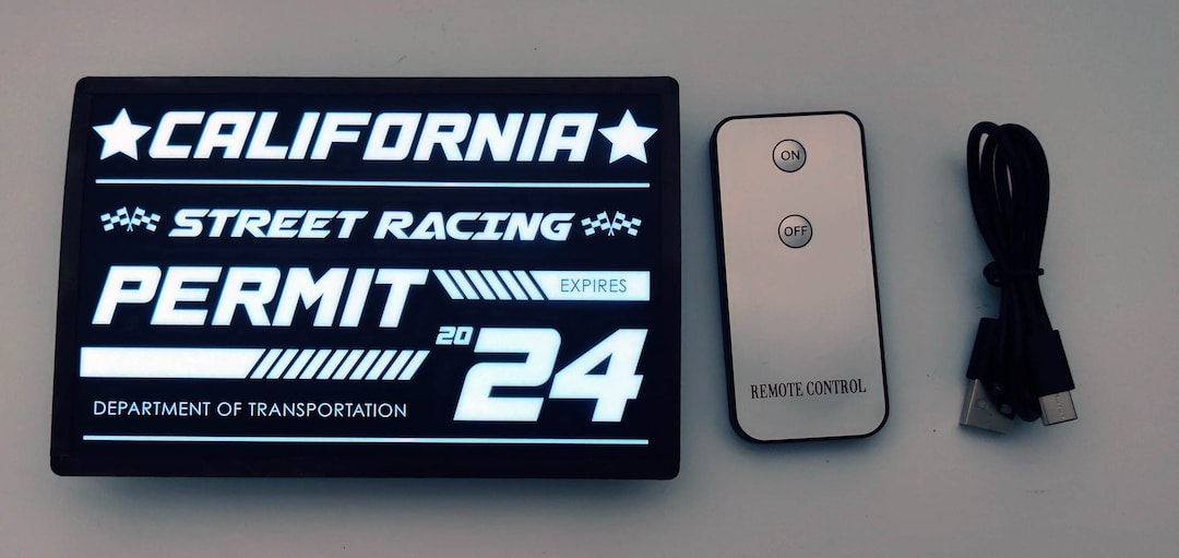 LED Sticker California Street Racing Permit - Etsy