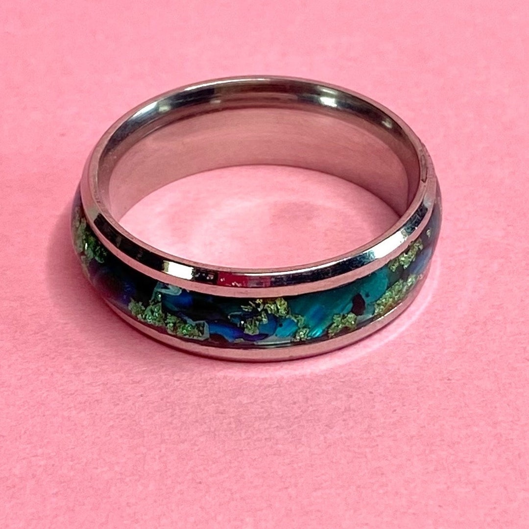 Abalone Natural Shell Ring Stainless Steel Jewelry for Women Perfect ...