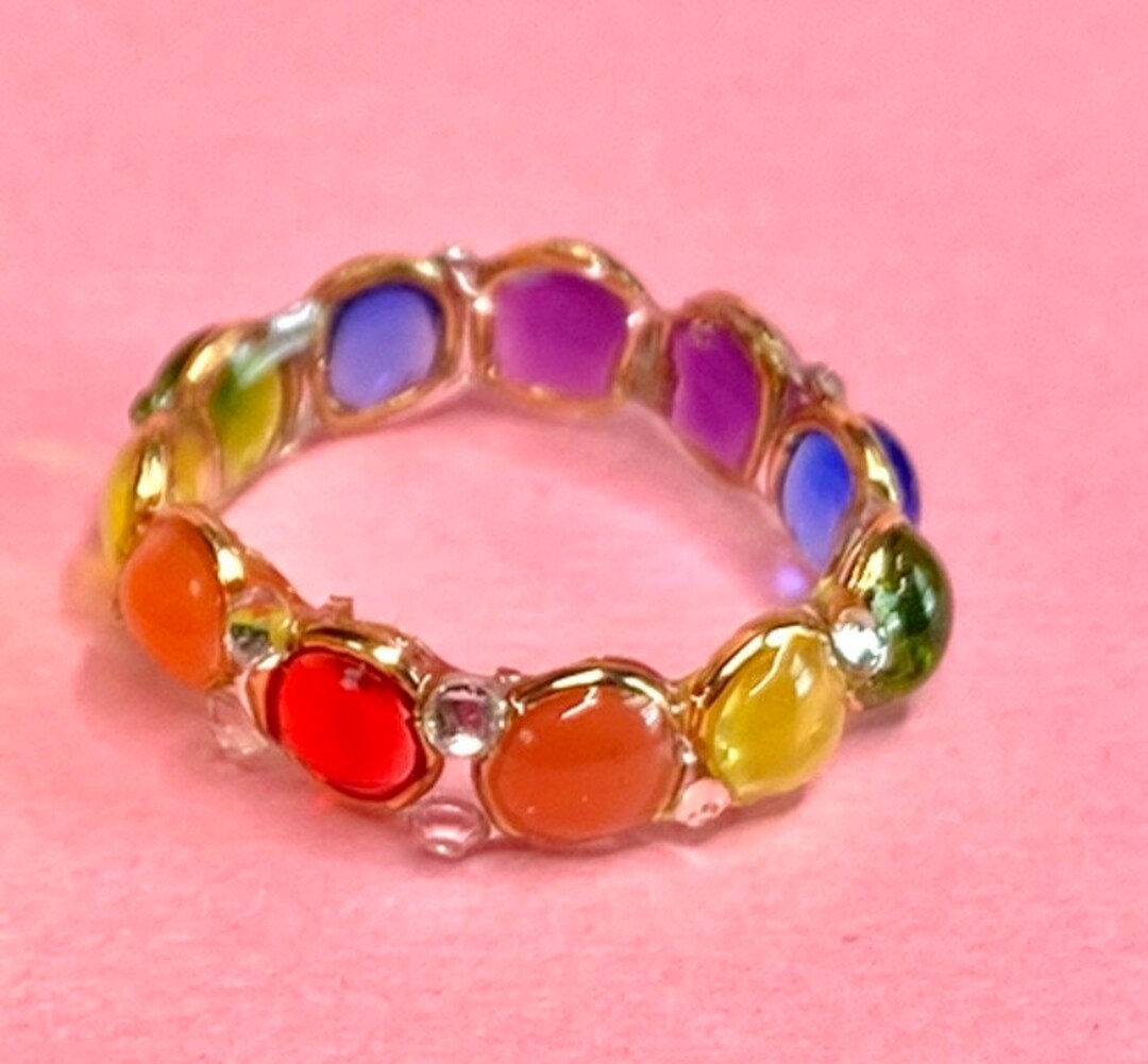 LGBTQ Pride Flag Ring, Colorful Rainbow Ring, Resin Rings, Dainty Ring ...