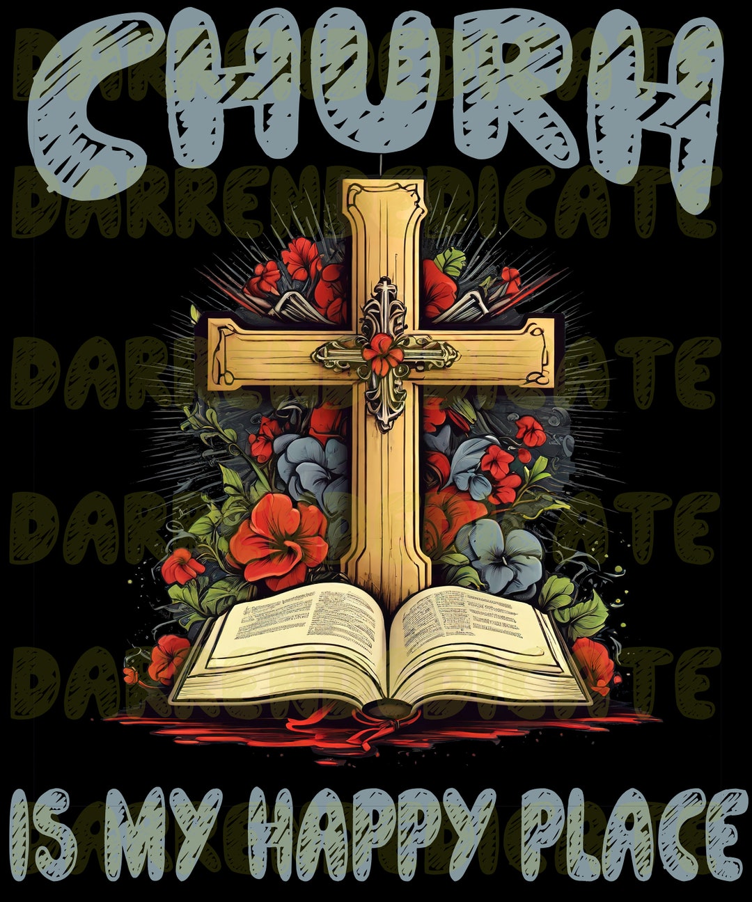 Church is My Happy Place PNG, Draw Style, Christian Bible PNG ...