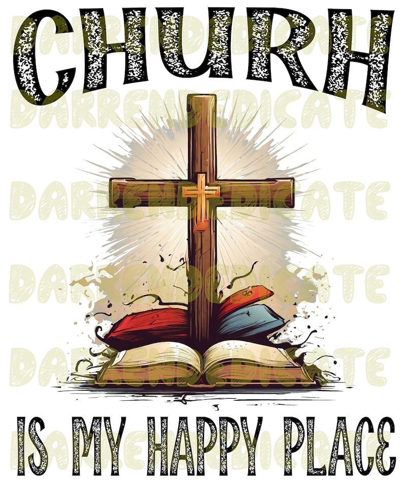 Church is My Happy Place PNG, Draw Style, Christian Bible PNG ...