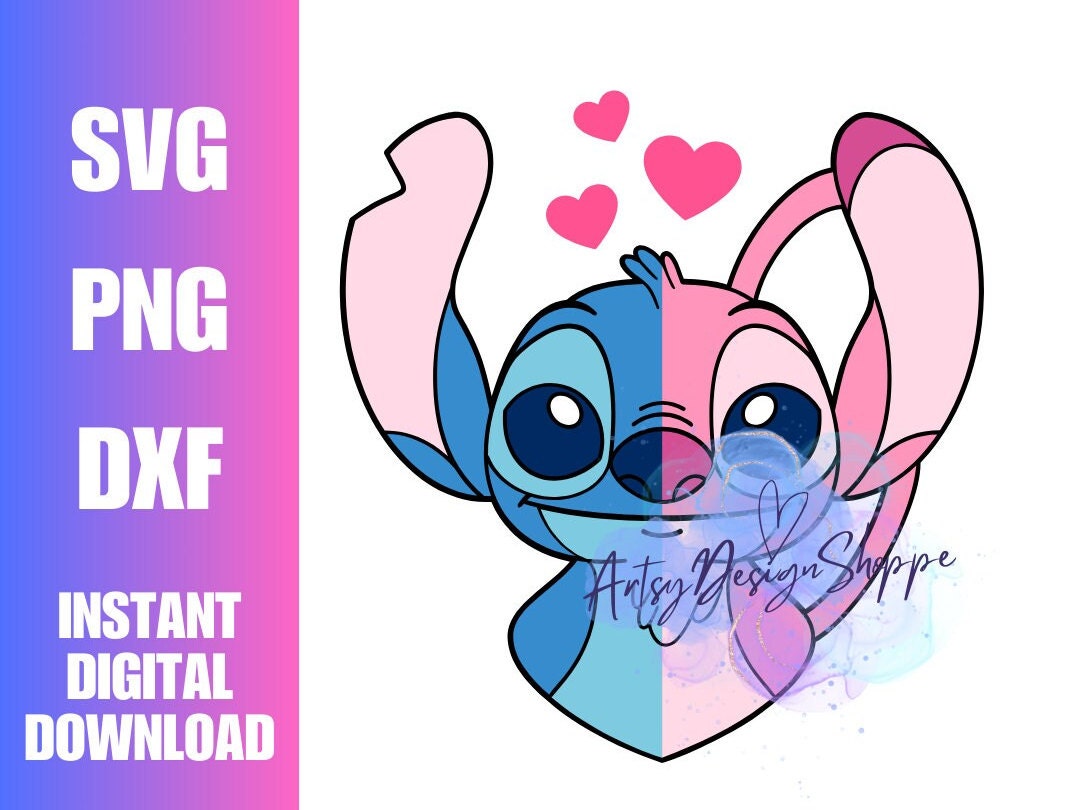 Valentine Mashup Stitch Angel SVG PNG DXF, Valentine's Day Png, Cricut ...
