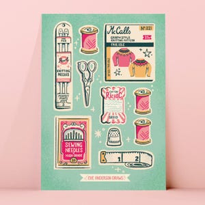 Sewing Sticker Sheet - A6 Vinyl Sticker Sheet - Etsy