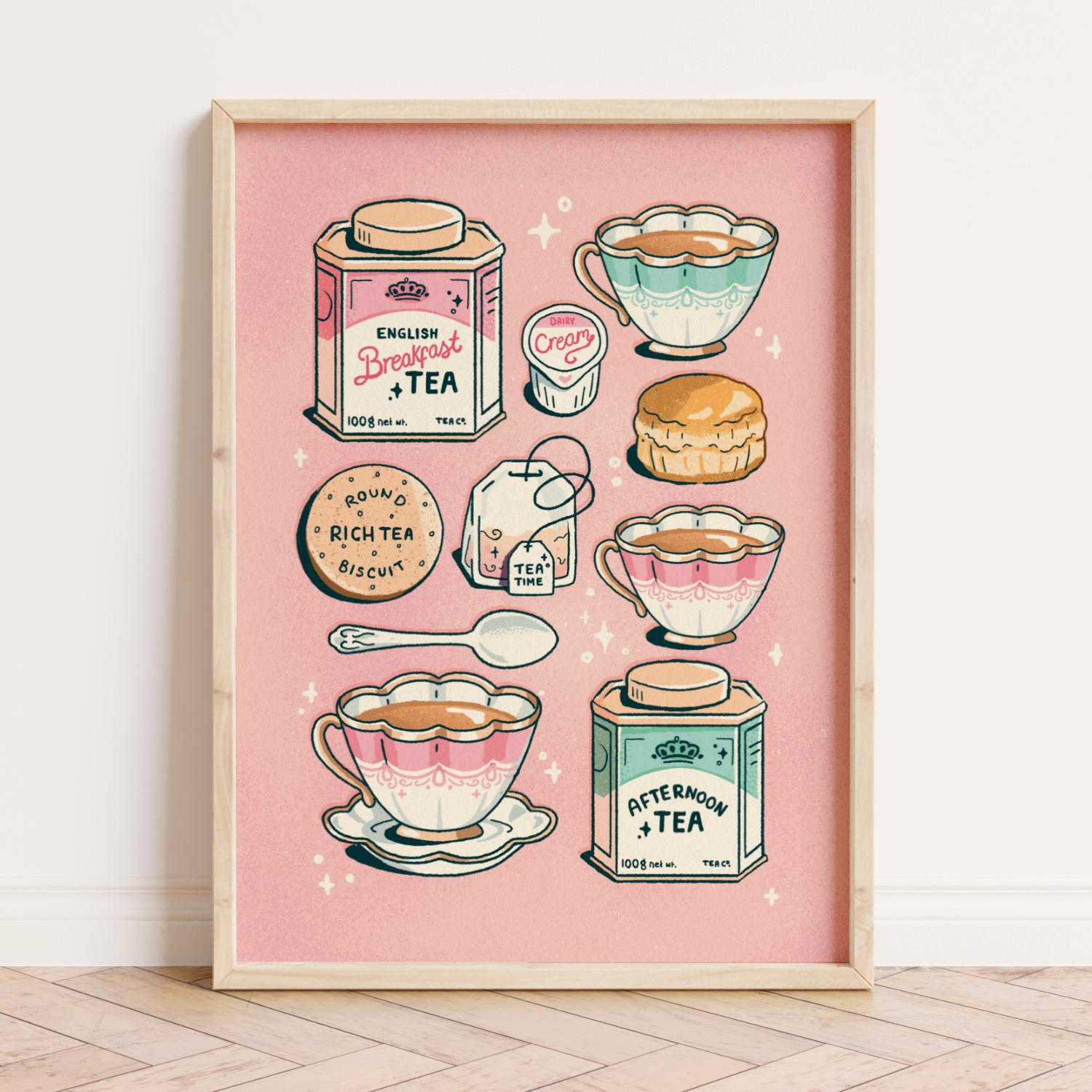 Vintage Tea Tins A4 A5 Print | Kitchen Art | Hand Drawn Illustration ...