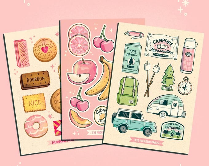 Mixed Sticker Pack - Three A6 Vinyl Sticker Sheets | Scrapbook and ...
