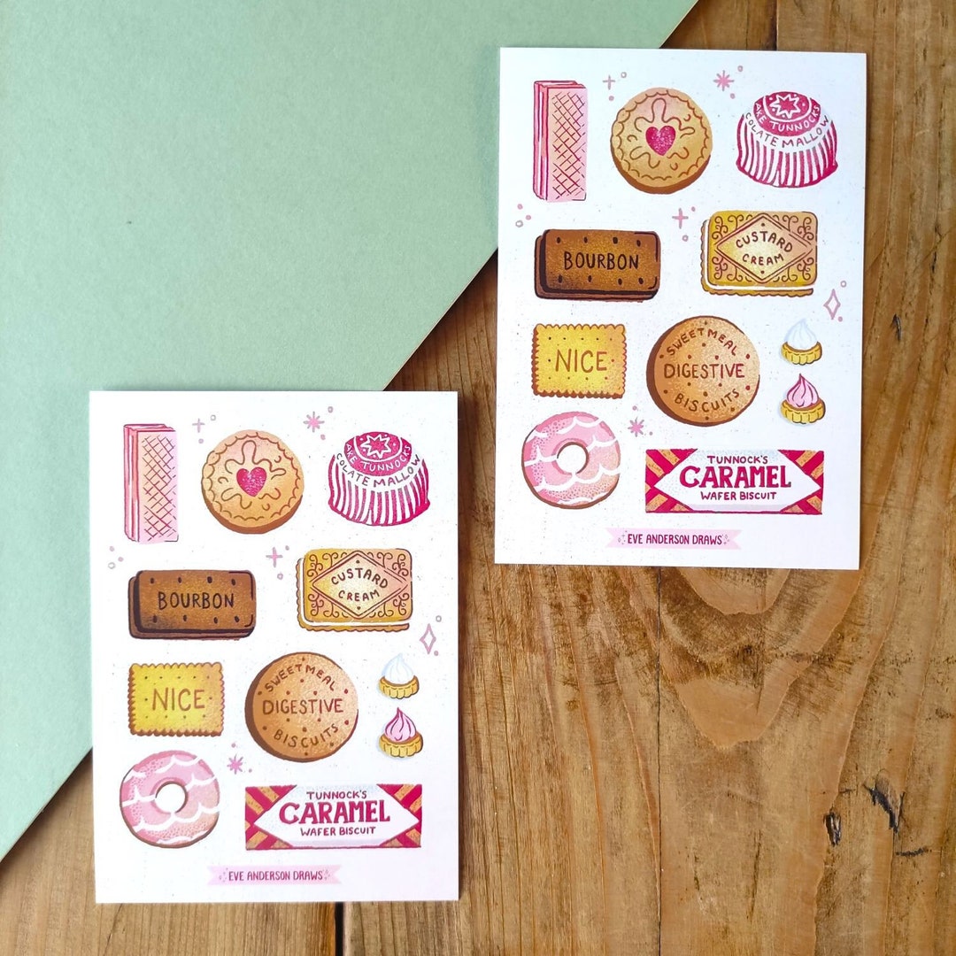 Biscuits Sticker Sheet A6 Vinyl Sticker Sheet - Etsy